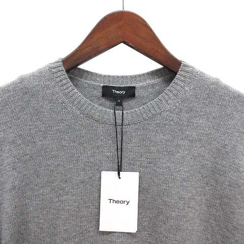 【中古】未使用品 セオリー Theory ウール カシミヤ ニット クロップド Tシャツ 半袖 セーター LANA CASH CROP TEE 2024AW グレー S 未使用品 セオリー Theory ウール カシミヤ ニット クロップド Tシャツ