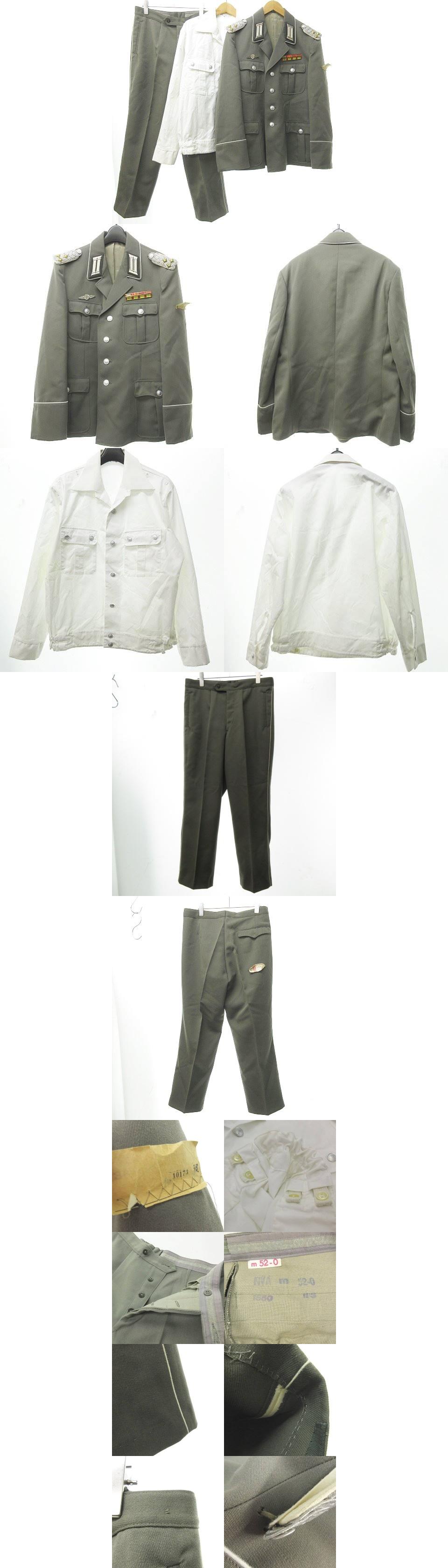 【やや傷や汚れあり】希少 東ドイツ軍 DDR NVA 1850 制服 上下セット ジャケット パンツ シャツ 4連略綬付 軍服 ミリタリー ...