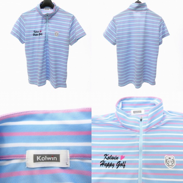 コルウィン Kolwin レディース ゴルフ ソックス ボーダーショートソックス KO-1K2023ST （ホワイト）