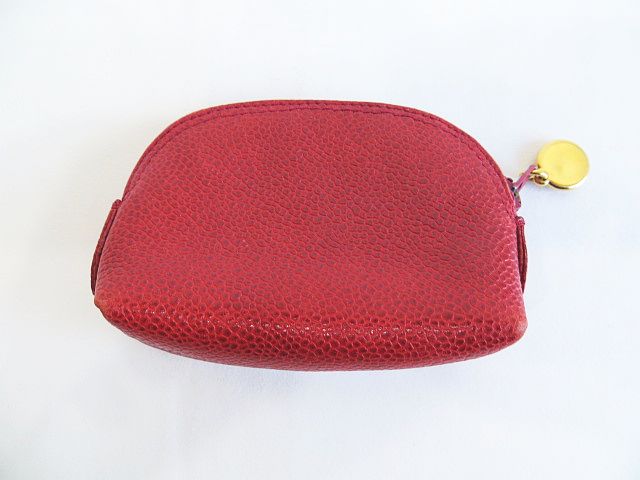 シャネル CHANEL コインケース 小銭入れ キャビアスキン 赤系 レッド