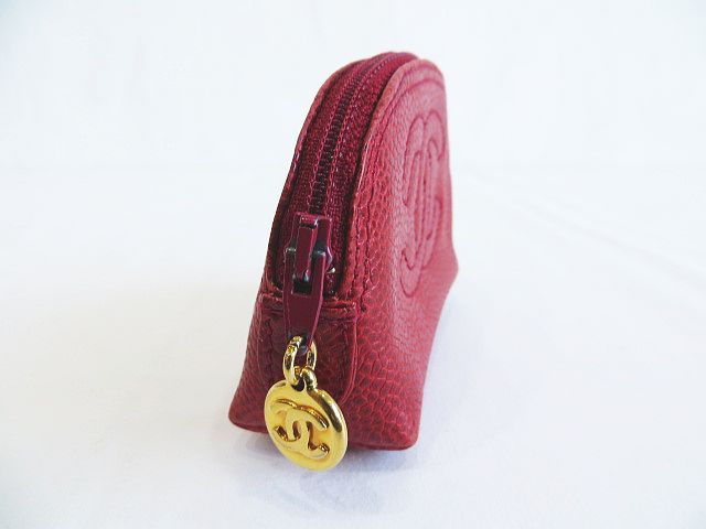 シャネル CHANEL コインケース 小銭入れ キャビアスキン 赤系 レッド