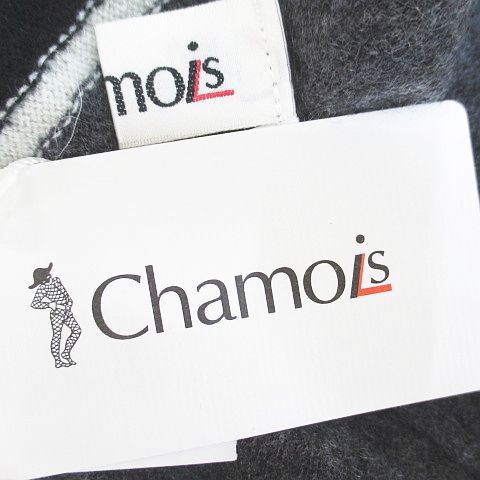 【中古】未使用品 シャミー Chamois 長袖 ニット セーター クルーネック カシミヤ 44 黒系 ブラック ラインストーン 未使用品 シャミー Chamois 長袖 ニット セーター クルーネック