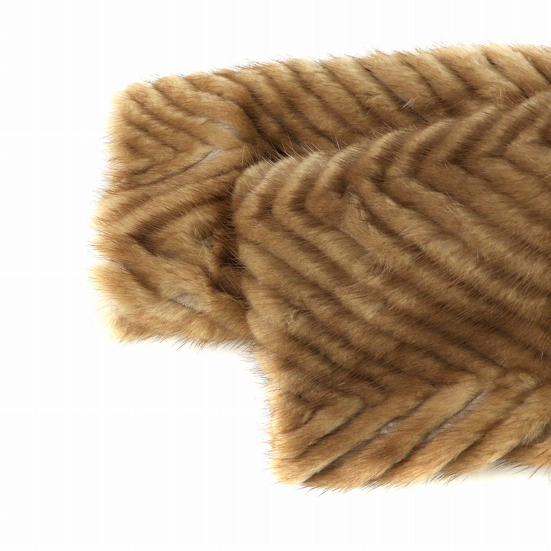 ノーブランド品 毛皮コート ミンクファー 長袖 ミドル 総裏地 ネーム