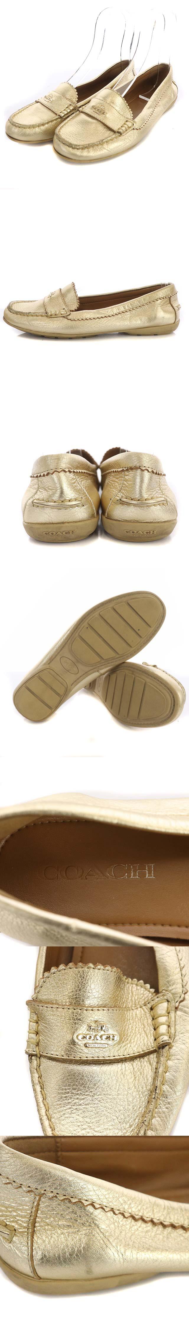Coach COACH ODETTE Loafer driving shoes 38 24.0cm Gold color /MF #OS # ...